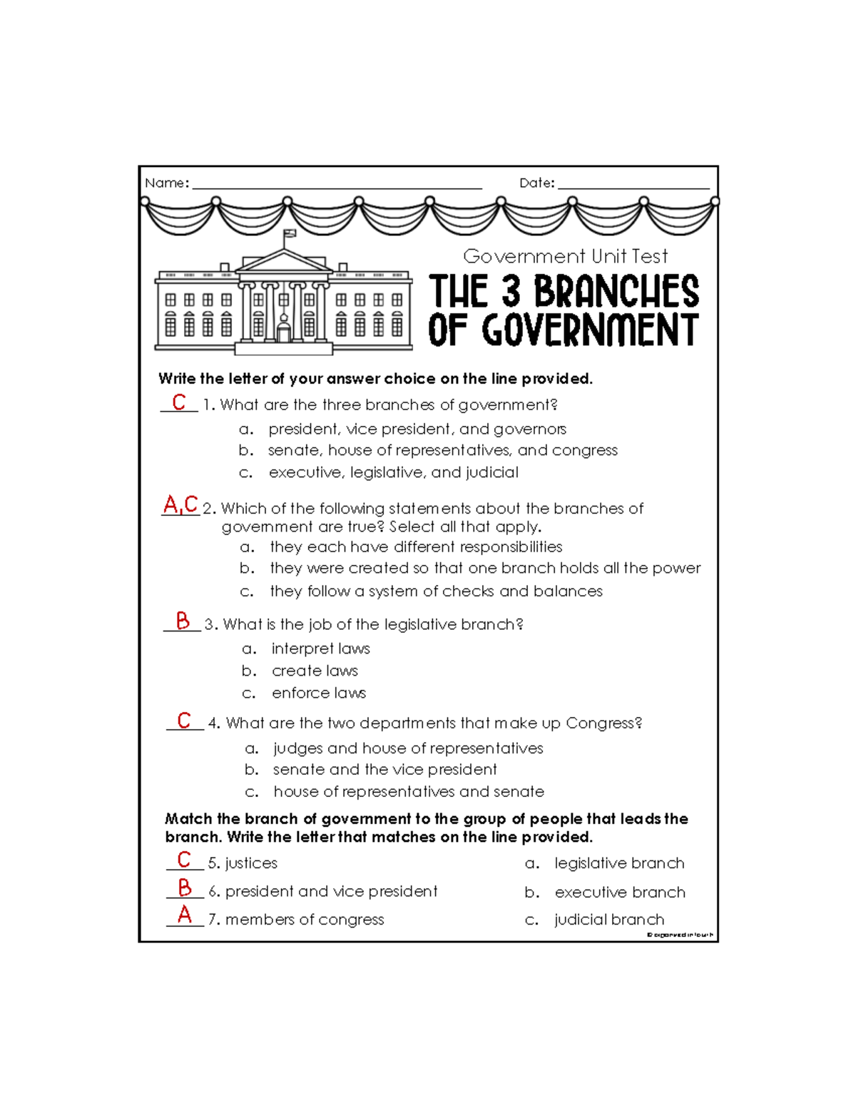 Government Unit Test: Understanding the 3 Branches of Government - Studocu