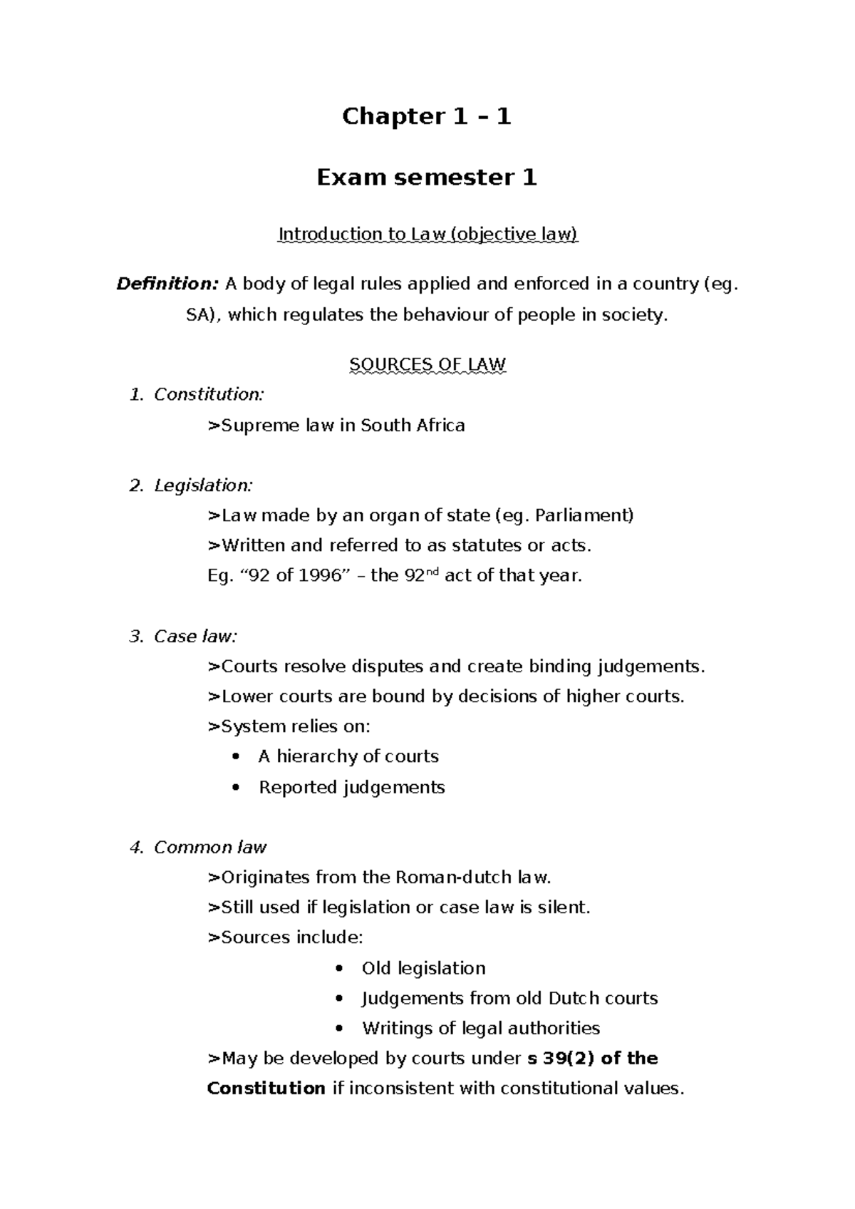 PSR 110 Chapter 1 Exam Notes: Introduction to Law and Legal Concepts ...