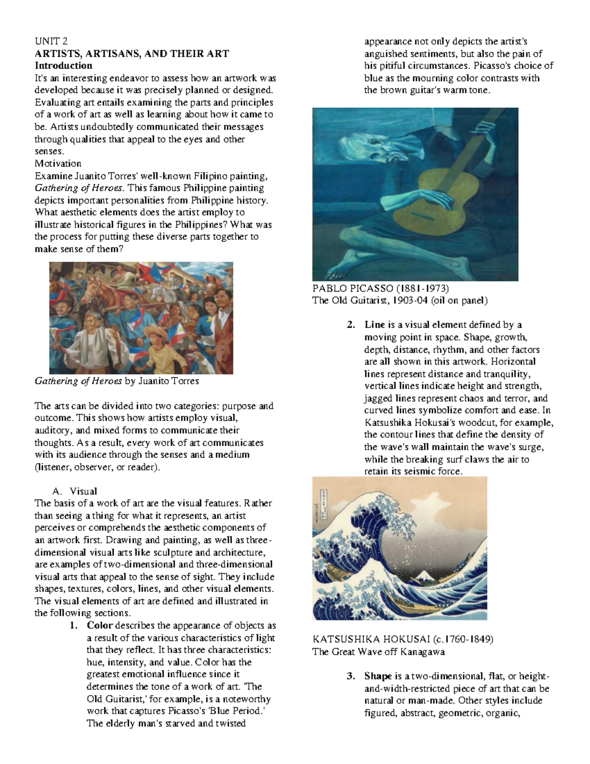 Art App-Midterm - art appre - UNIT 2 ARTISTS, ARTISANS, AND THEIR ART ...