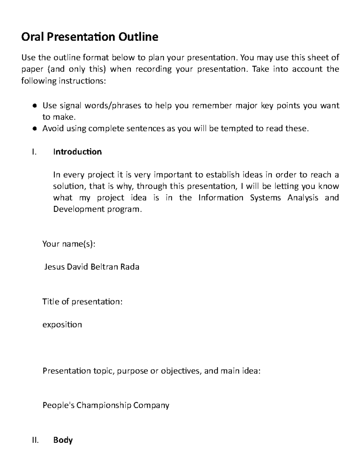 AP08 AA9 EV06 Formato Oral Presentation Outline - Oral Presentation ...