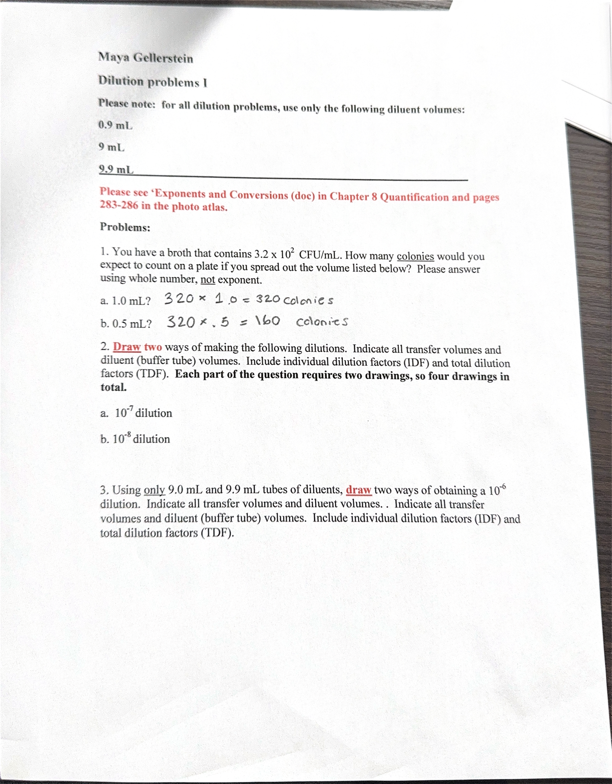 Dilution Problems I - Notes for Lab Exercises and Calculations - Studocu