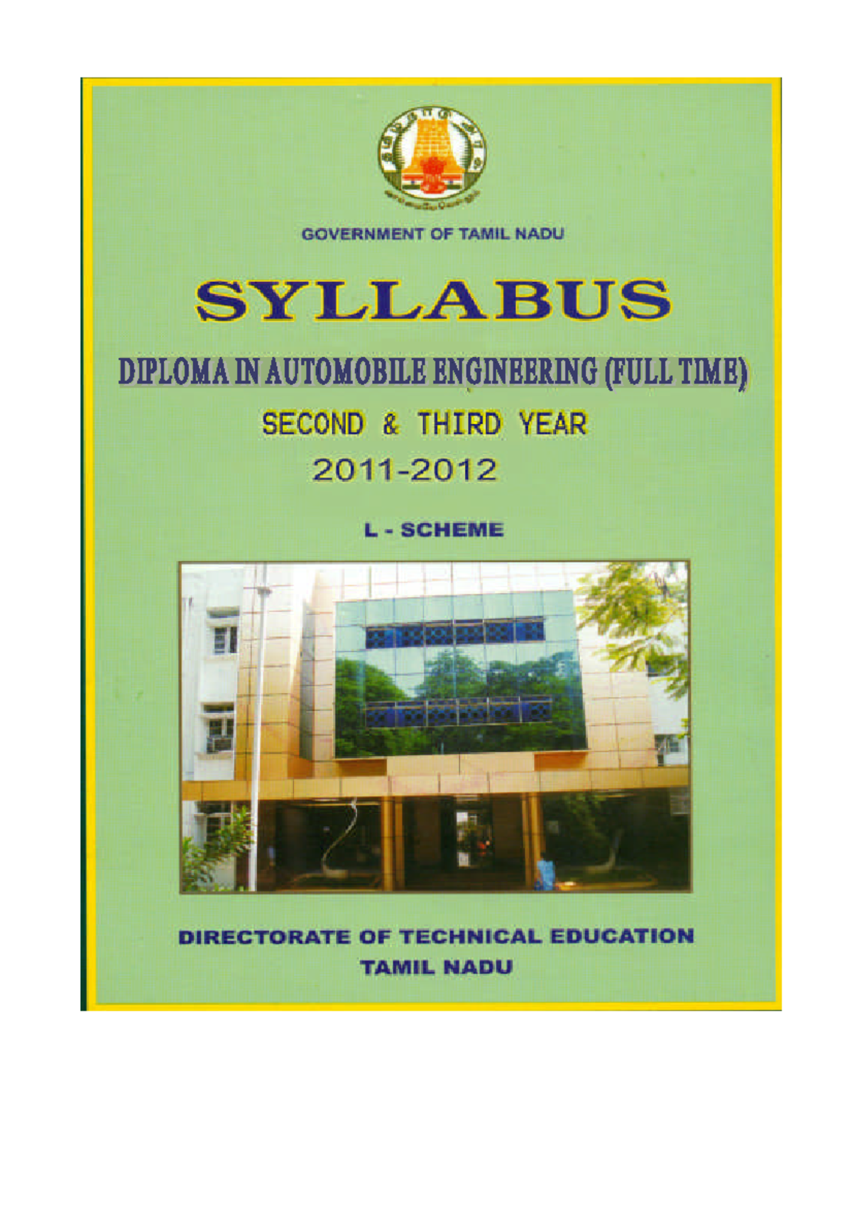 Diploma in Automobile Engineering Curriculum Outline (Course Code: 1021 ...
