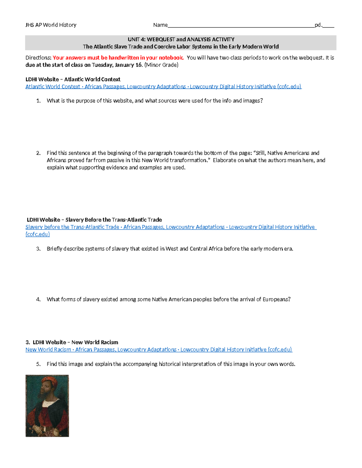Webquest - JHS AP World History: Atlantic Slave Trade Overview 2024 ...