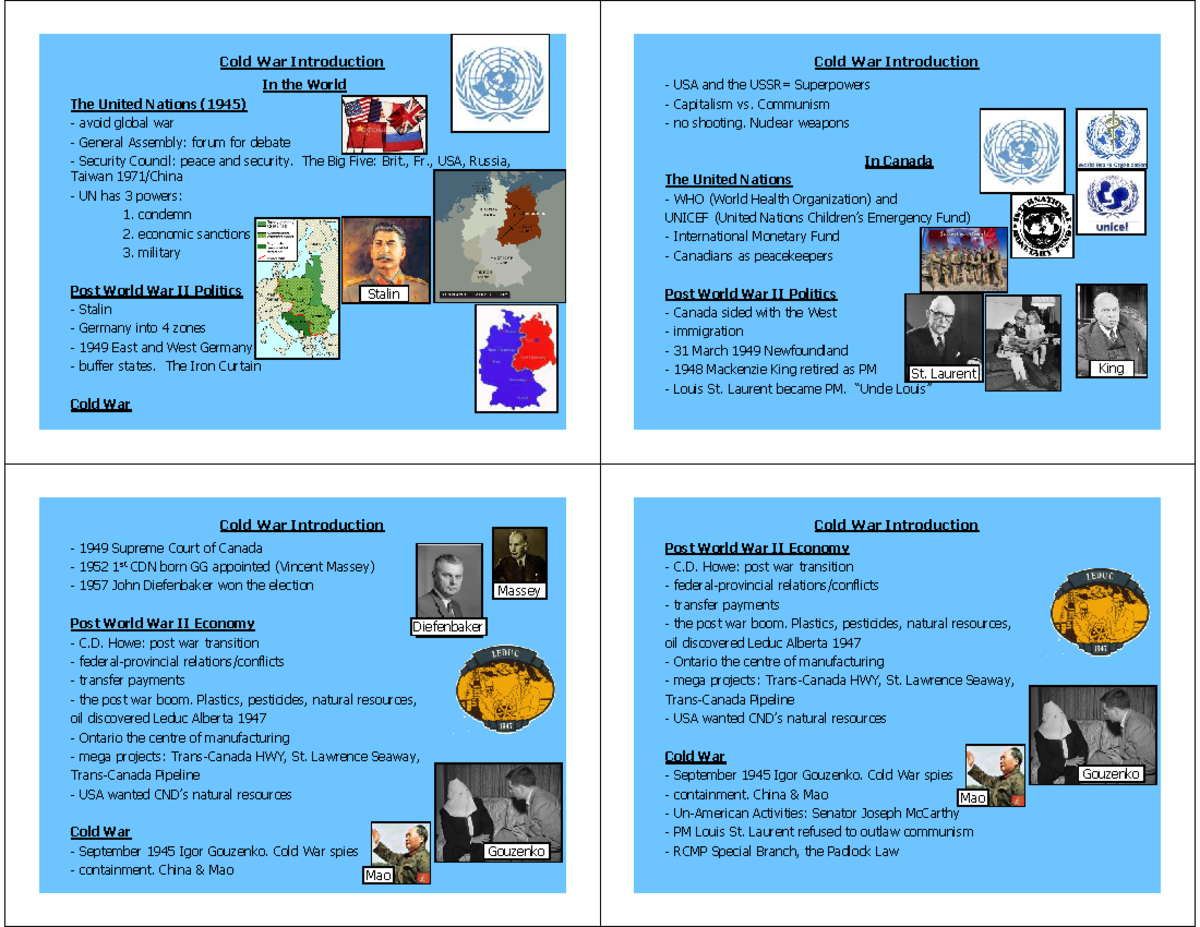 Cold War Introduction Notes: Key Events and Figures (HIST 101) - Studocu