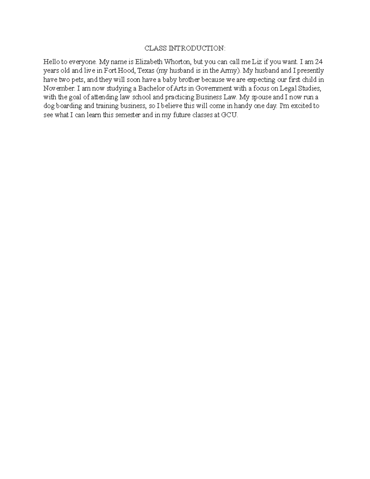 Class Introduction - CLASS INTRODUCTION: Hello to everyone. My name is ...