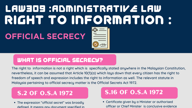 LAW309: Administrative Law - Right to Information & Official Secrecy ...