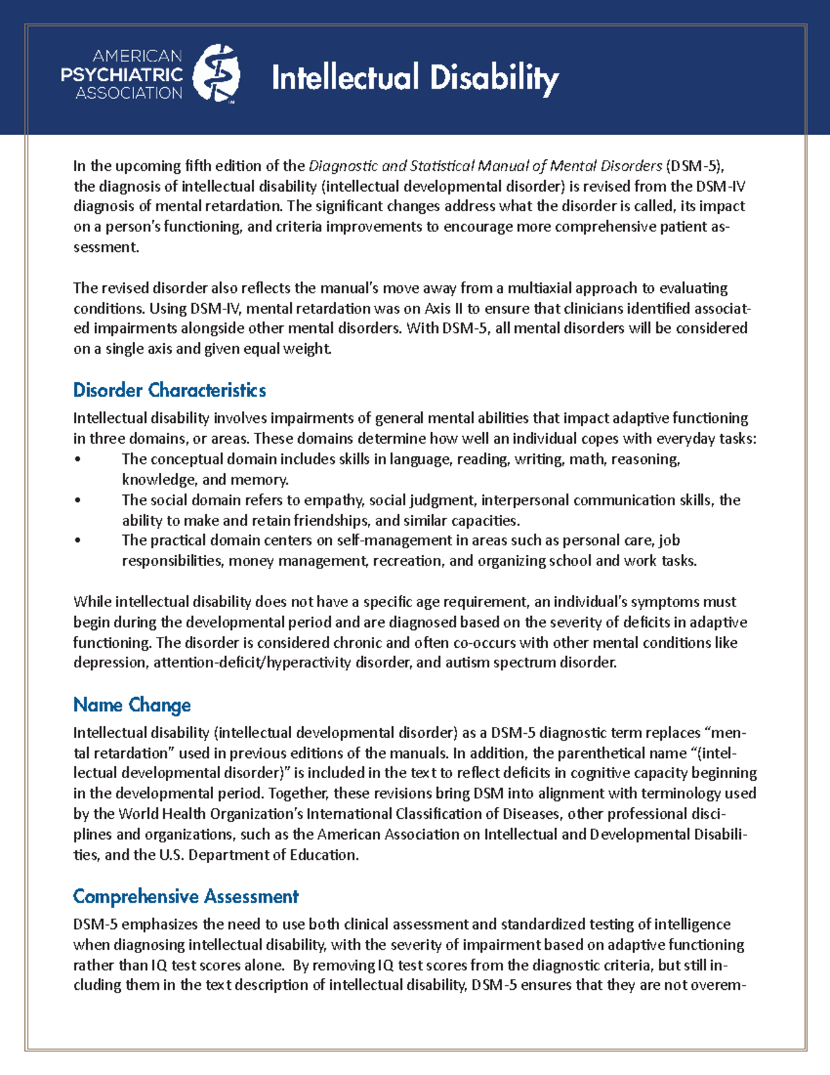 APA DSM-5-Intellectual-Disability - Intellectual Disability In the ...