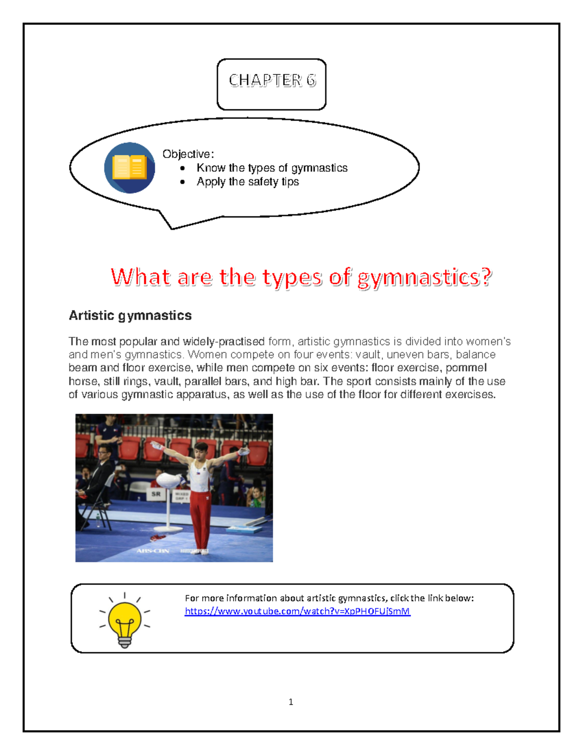 Chapter 6 Types OF Gymnastics - Artistic gymnastics The most popular ...
