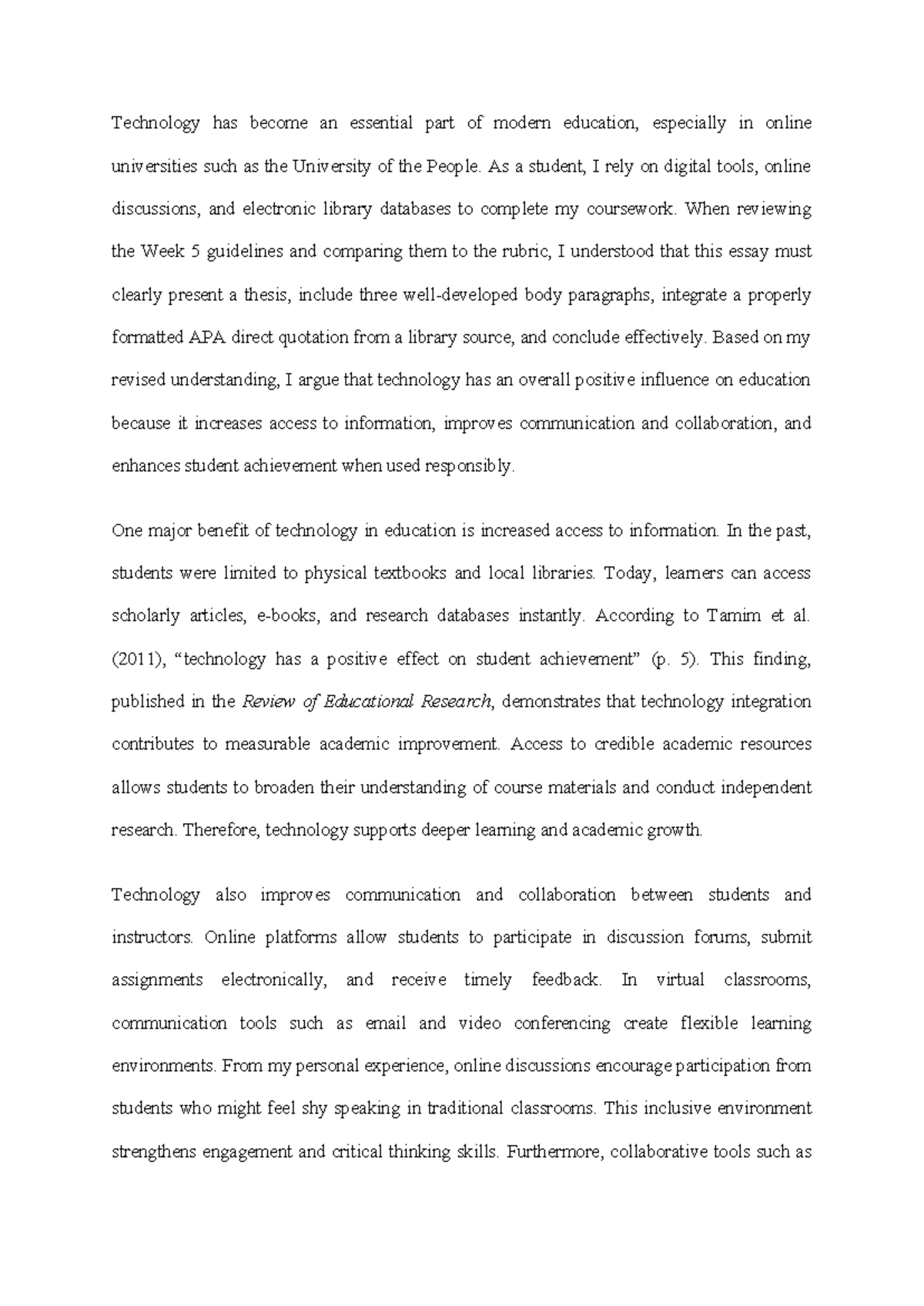 Assignment UNIT 5: The Positive Impact of Technology on Education - Studocu
