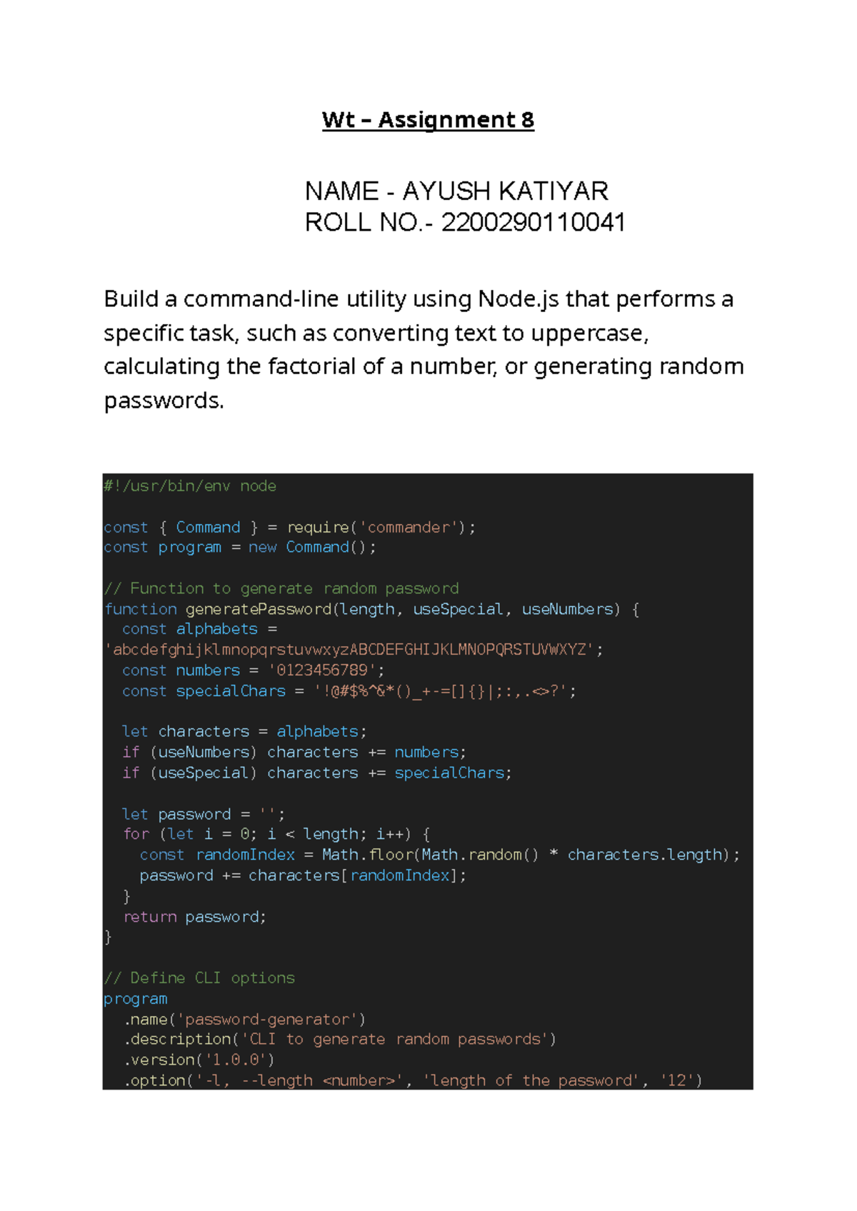 WT Practical 8: Building a Command-Line Utility with Node - Studocu