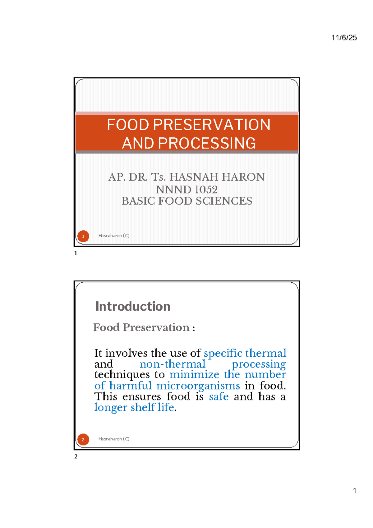 FOOD PRESERVATION AND PROCESSING AP 1052 BASIC FOOD SCIENCES - Studocu