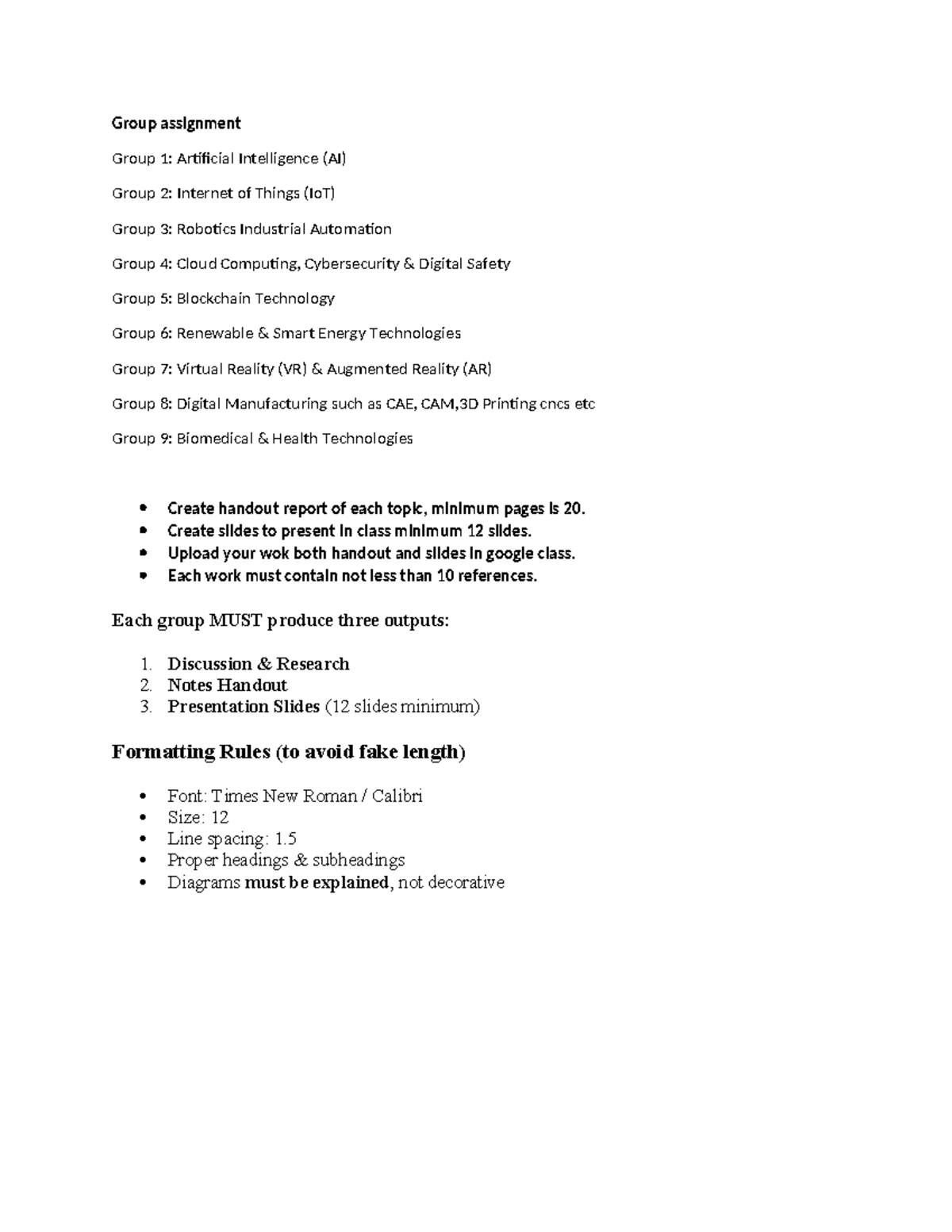 Group Assignment: AI, IoT, Robotics, Cloud Computing & More - Studocu