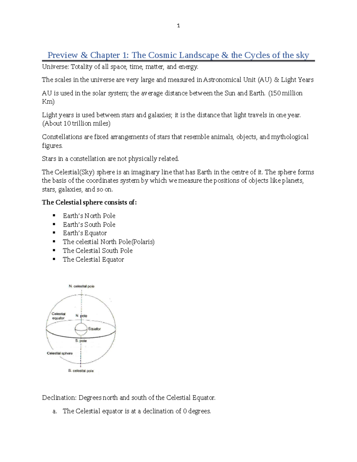Astronomy 101: Preview of Chapter 1 - The Cosmic Landscape and Cycles ...