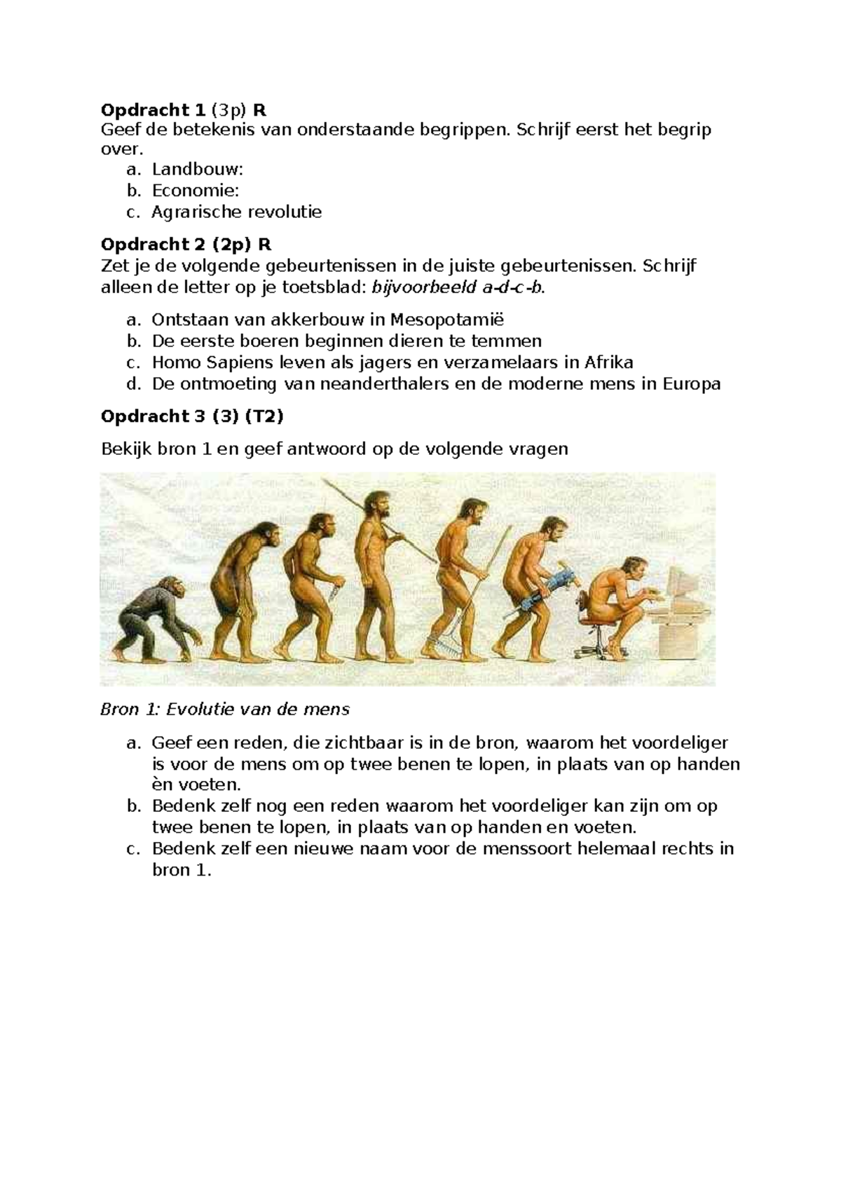 Oefentoets R (3p) over Jagers en Verzamelaars: Begrippen en Evolutie ...