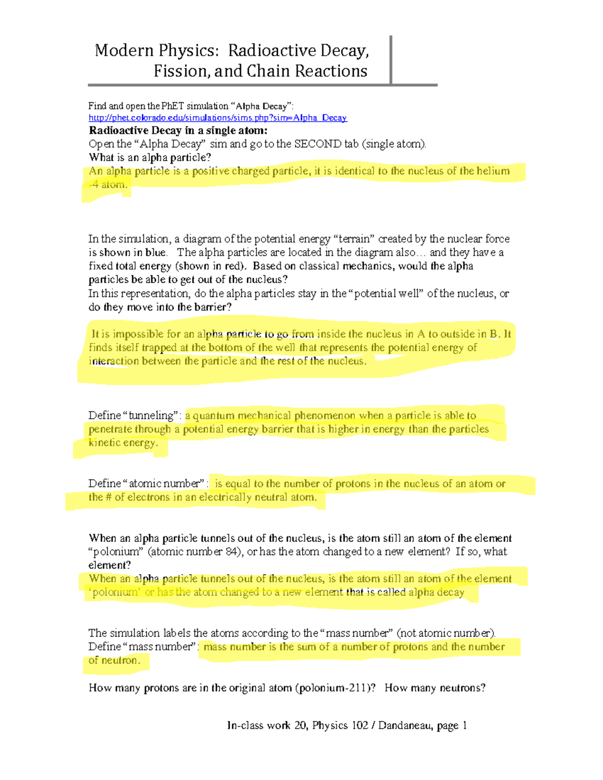 Nuclear Physics copy - LAB - Modern Physics: Radioactive Decay, Fission ...