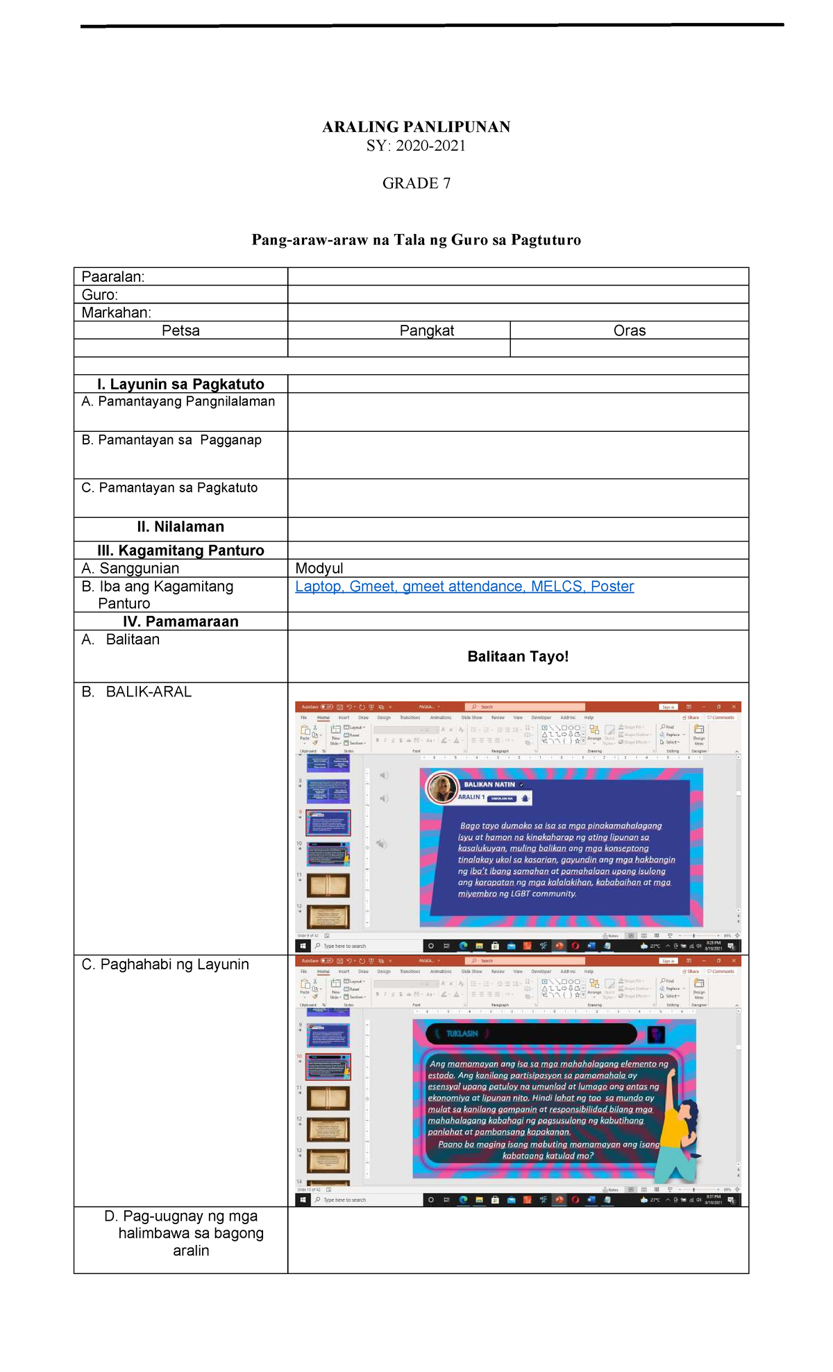 Pagkamamamayan DLP - Detailed Lesson Plan - ARALING PANLIPUNAN SY: 2020 ...
