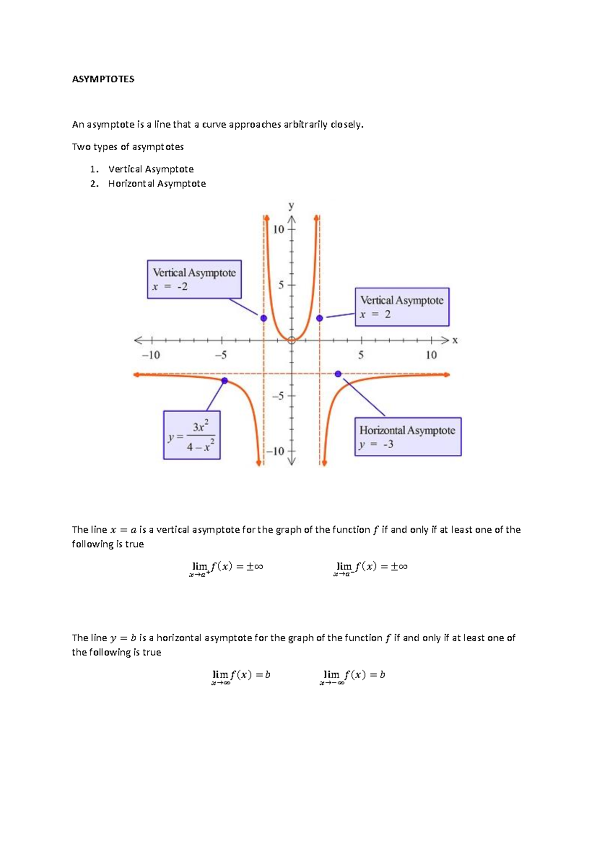 MATH 101: Lecture Notes on Asymptotes and Their Types - Studocu