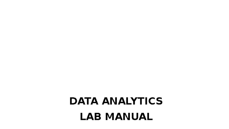 DATA ANALYTICS LAB MANUAL: Data Preprocessing Techniques - Studocu