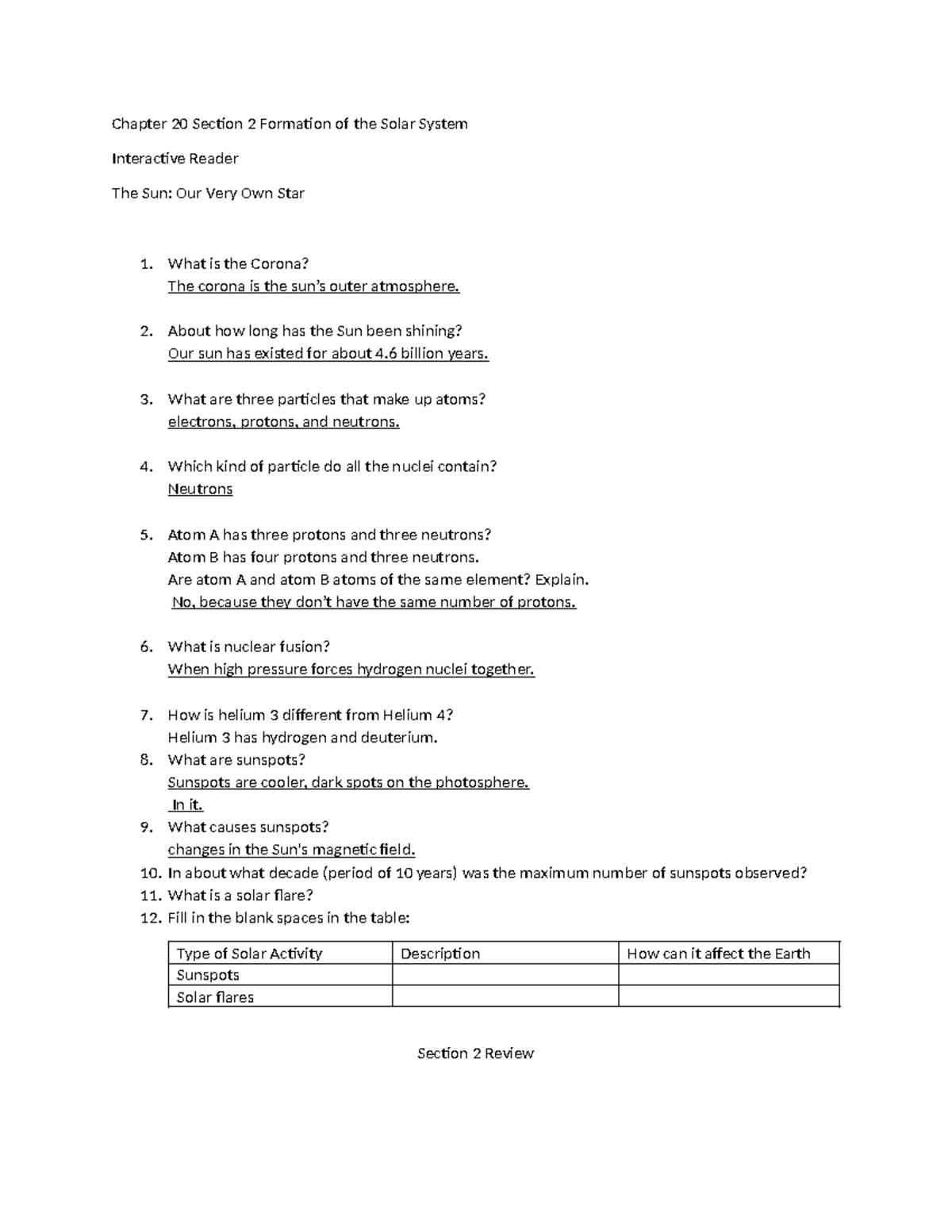 Chapter 20 Sec 2: Formation of the Solar System Overview - Studocu