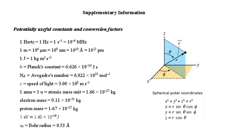 2025W1 CHEM 121 Constants, Conversion Factors & Formulas - Studocu