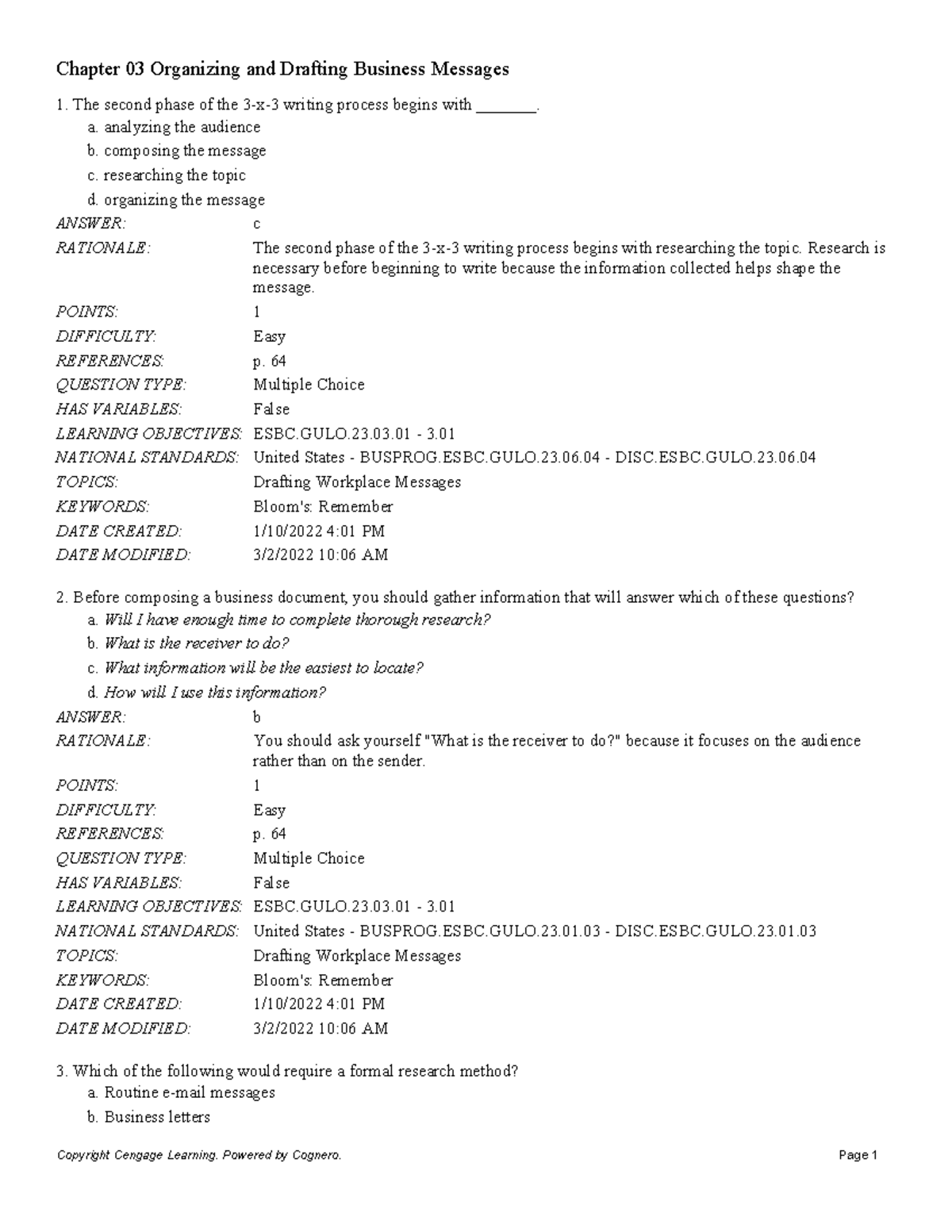 Chapter 03: Organizing & Drafting Business Messages - Key Concepts ...