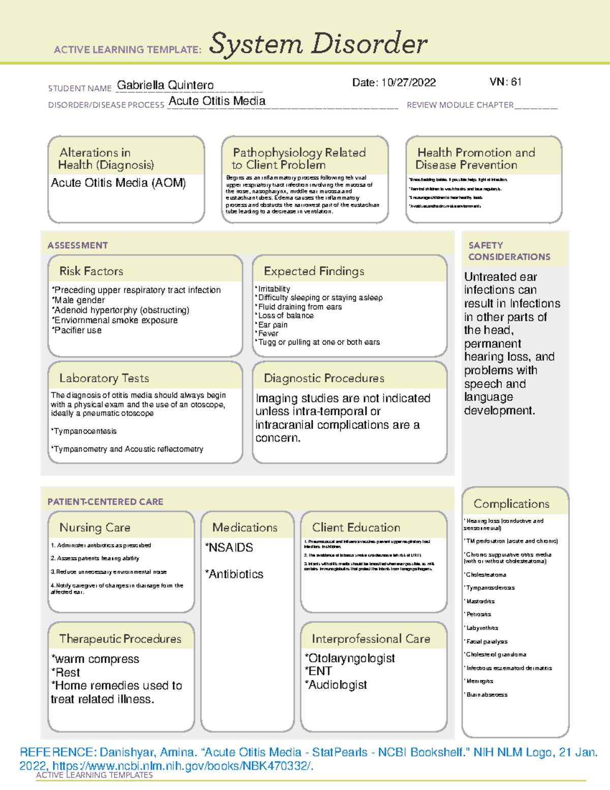 Acute otitis media SD - ACTIVE LEARNING TEMPLATES System Disorder ...