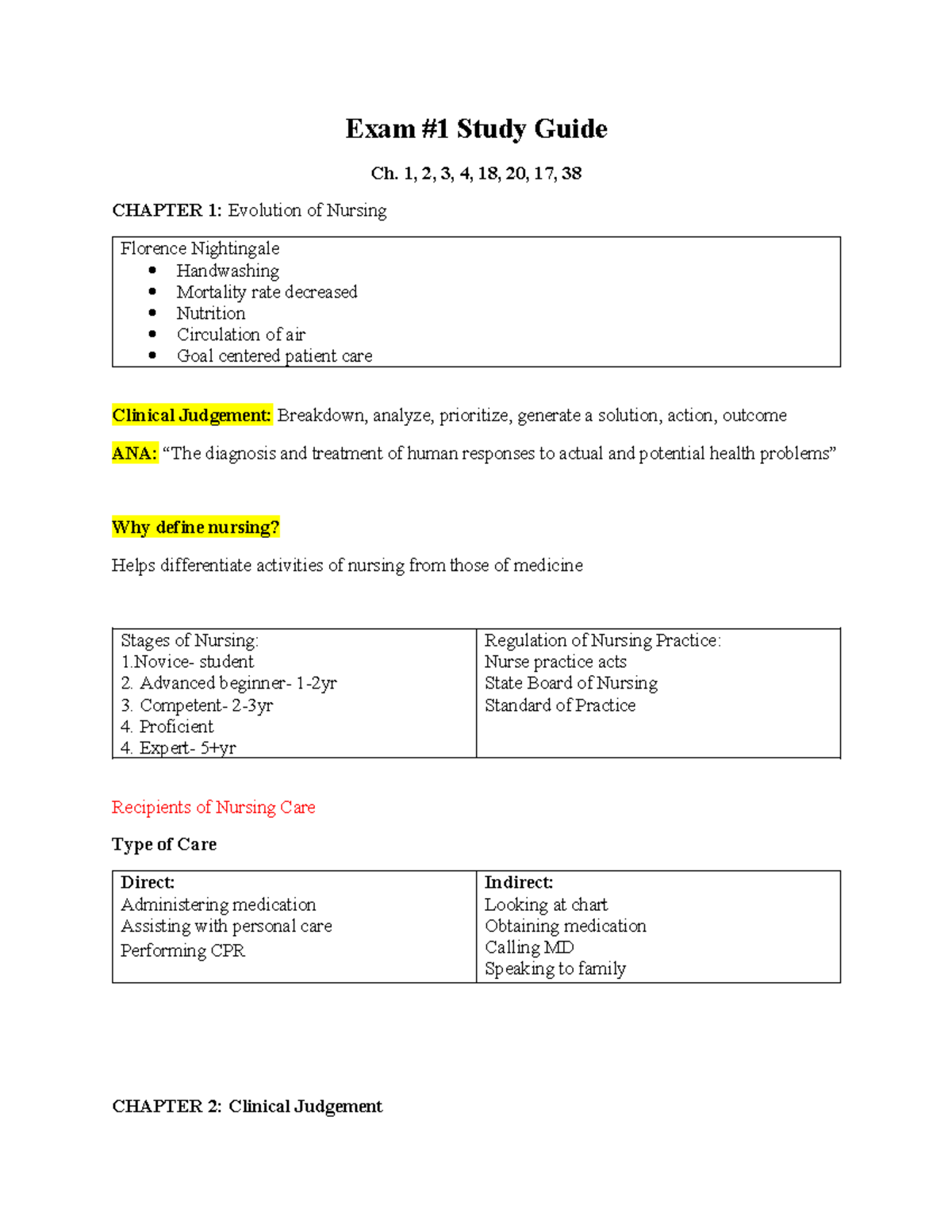 Exam #1 Study Guide - Exam #1 Study Guide Ch. 1, 2, 3, 4, 18, 20, 17 ...