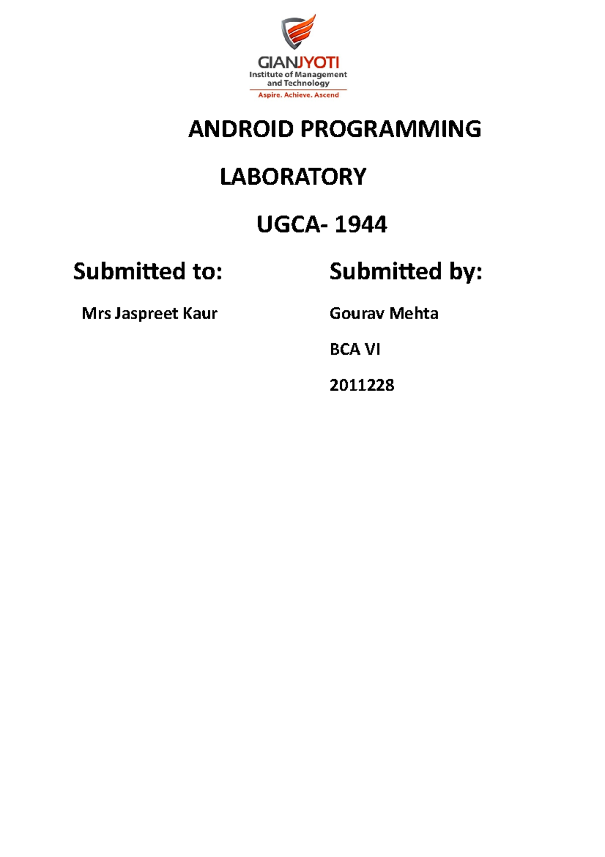 Android Programming Lab Manual - UGCA-1944 - Studocu