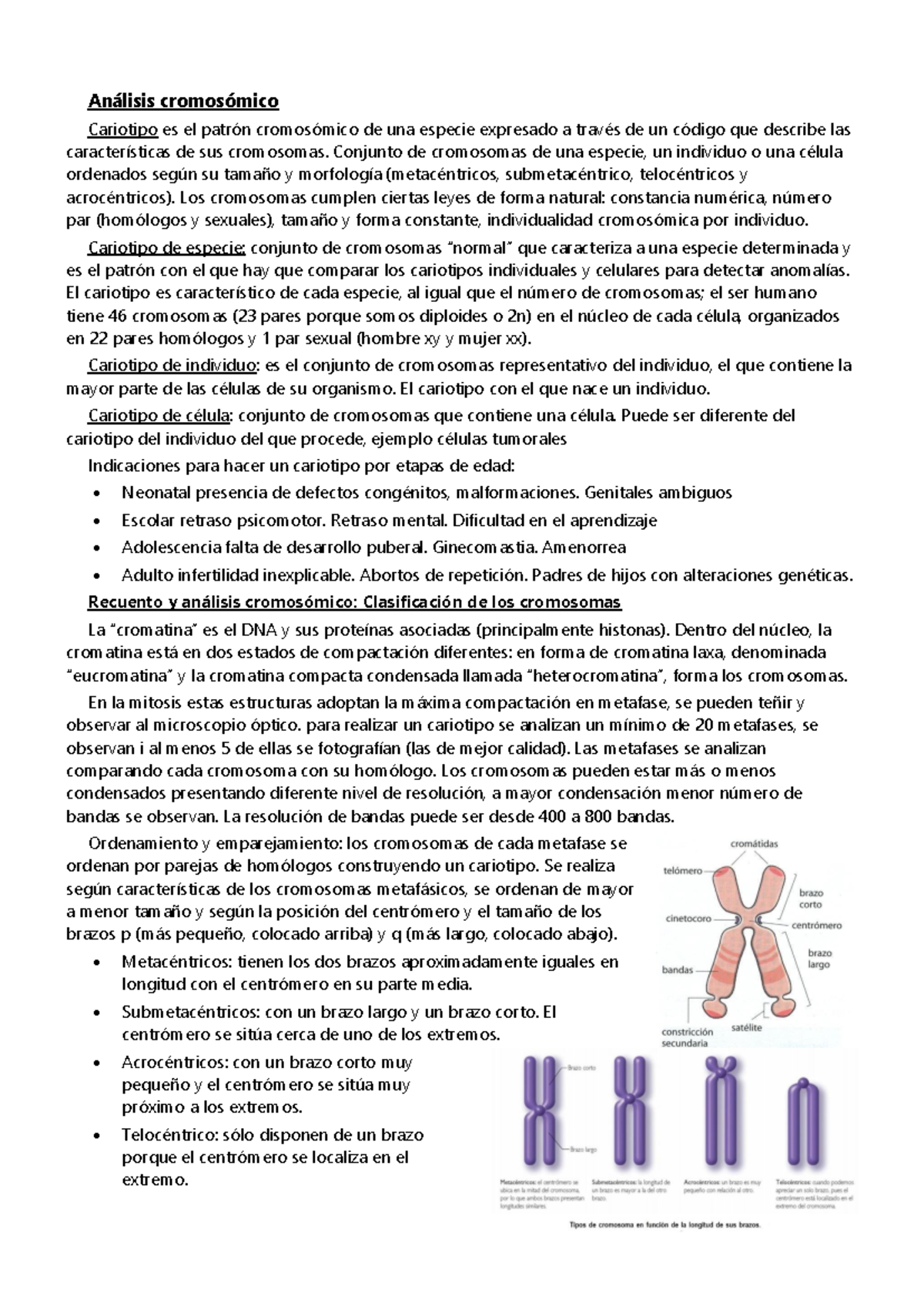 BMC 4.2 Análisis Cromosómico en Especies y Anomalías Genéticas - Studocu