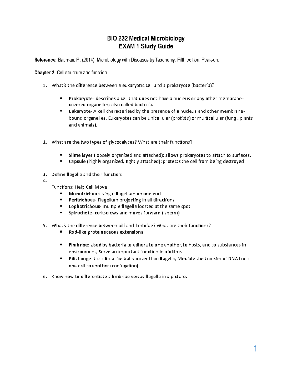 BIO 232 Exam 1 Study Guide: Medical Microbiology Concepts - Studocu