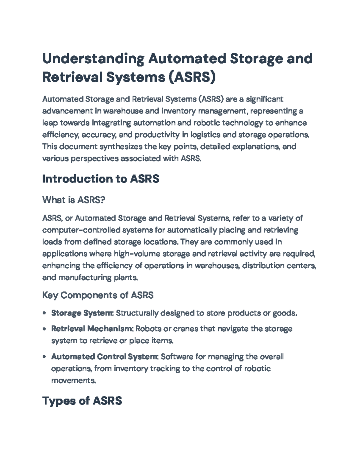 Automated Storage and Retrieval Systems (ASRS): Overview and Benefits ...