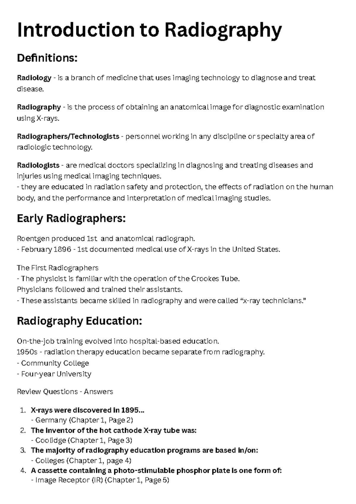 Understanding Key Concepts in Radiography Equipment (RAD 101) - Studocu