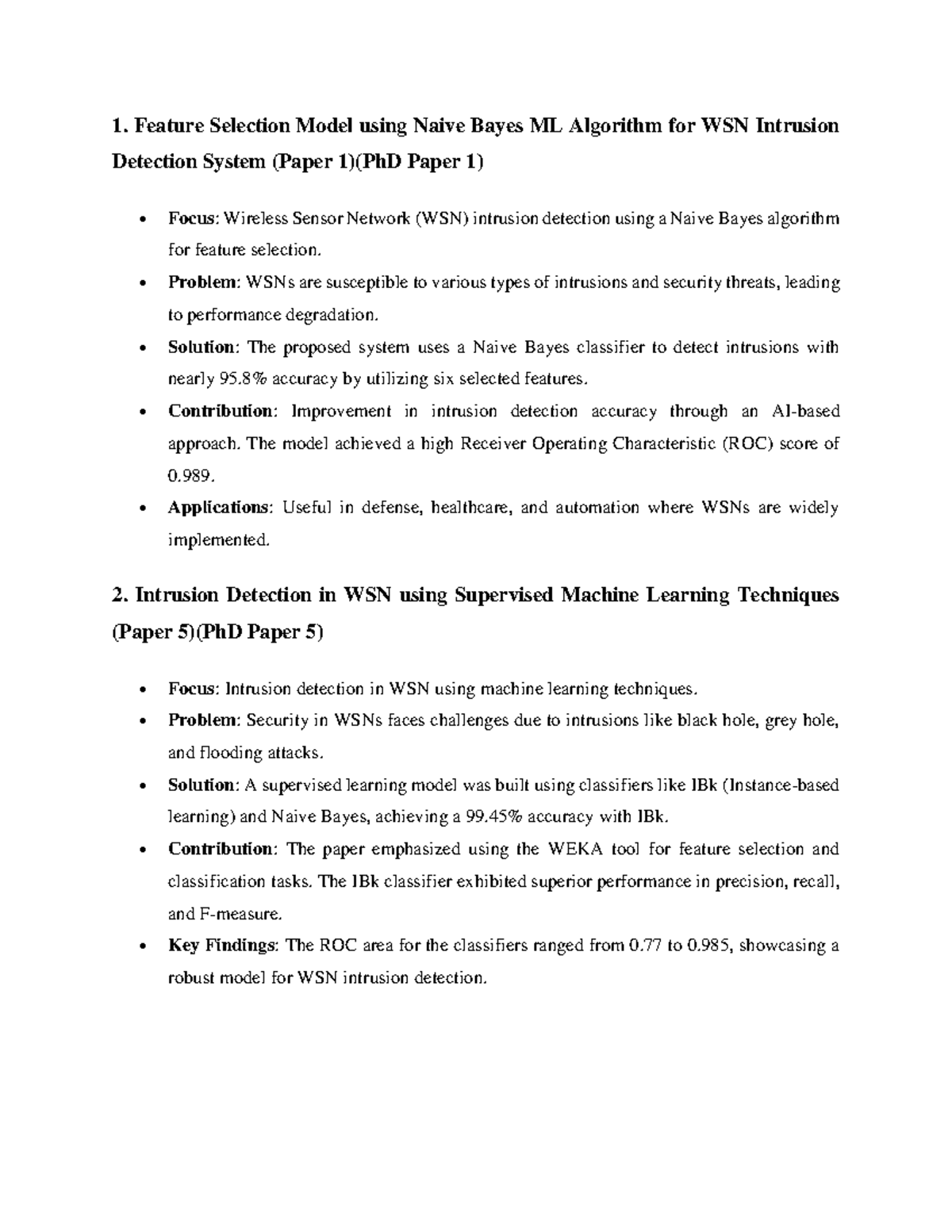 PhD Papers Overview: WSN Intrusion Detection & Intelligent Healthcare ...