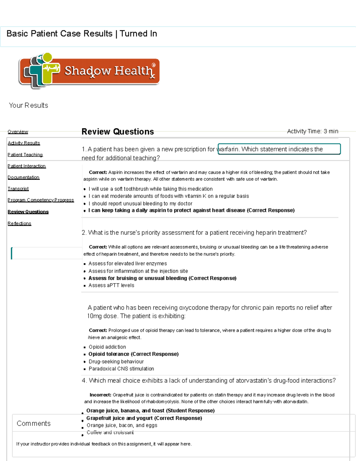 Shadow Health BPC: Patient Case Review Questions and Answers - Studocu