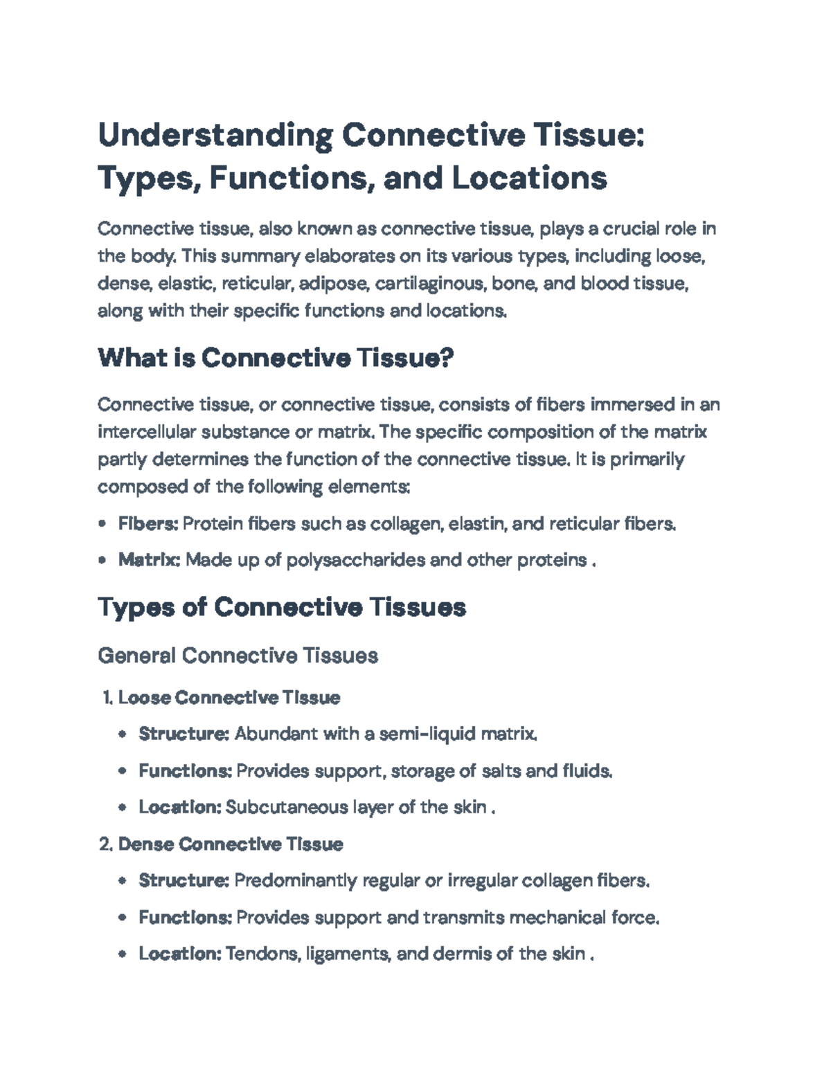Understanding Connective Tissue Types Functions And Locations In Bio