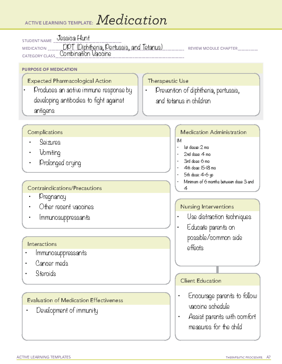 PEDS ALT - Comprehensive Medication Cards for Immunizations - Studocu