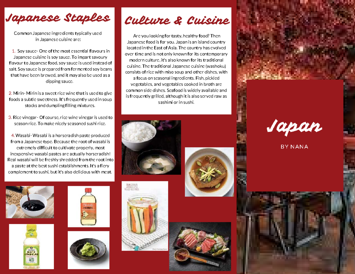 Japanese Staples: Key Ingredients in Japanese Cuisine (NANA) - Studocu