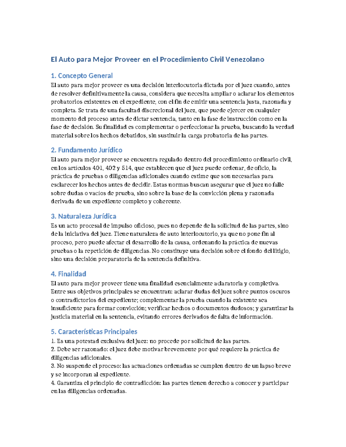 Auto para Mejor Proveer en el Procedimiento Civil Venezolano: Análisis ...