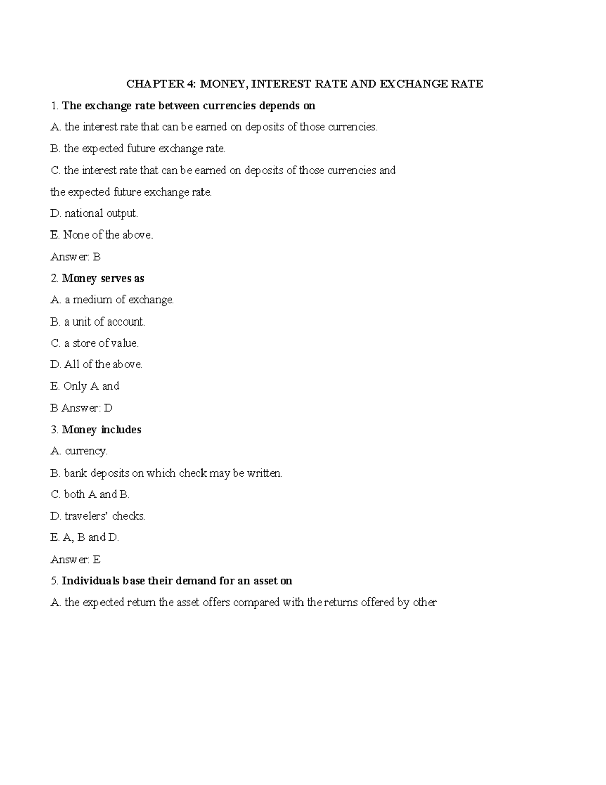 Chapter 4: Money, Interest Rate, and Exchange Rate Analysis (INTFIN 101 ...