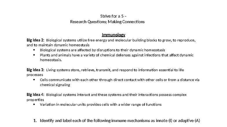 Strive for a 5 - Animal Form and Function Study Guide AA - Studocu