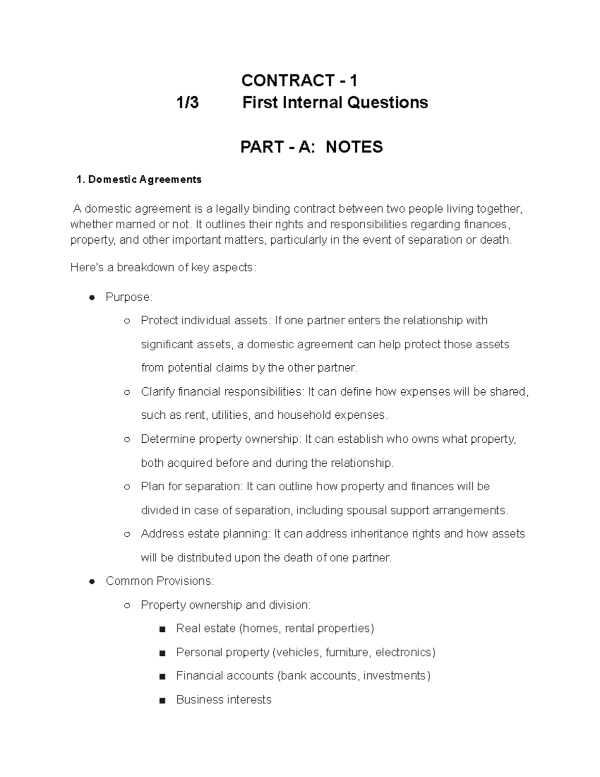 LLB Contract-I Notes: Key Concepts and Legal Principles - Studocu