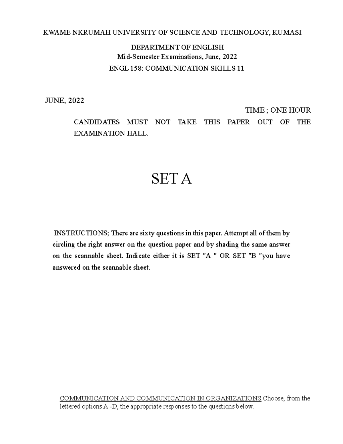 ENGL 158: Communication Skills II - Lecture Notes and Assignments - Studocu