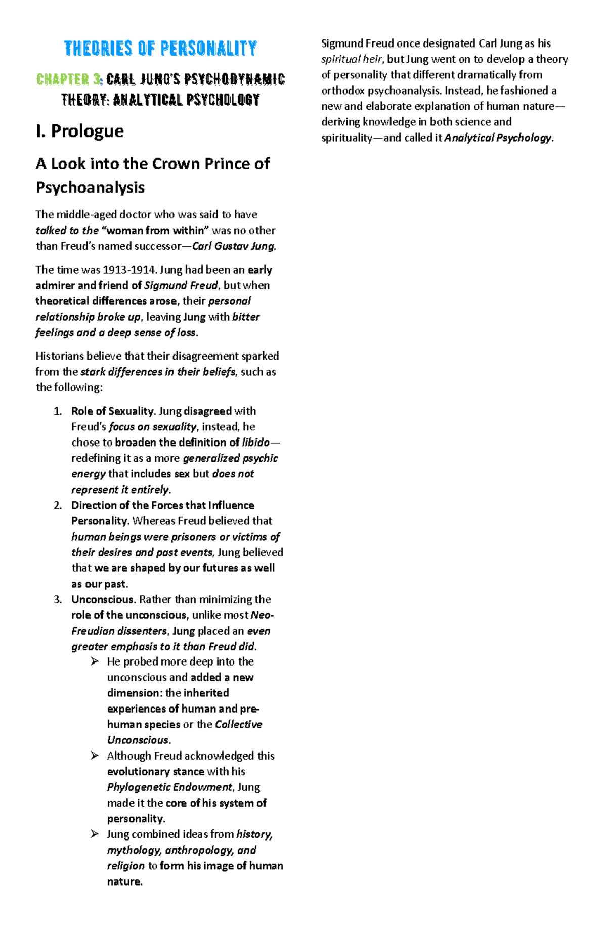 TOP Chapter 2 Notes - Carl Jung's Analytical Psychology Insights - Studocu