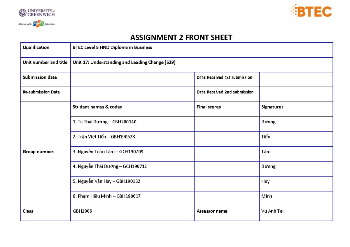 529.-Asignment 2 - nice - ASSIGNMENT 2 FRONT SHEET Qualification BTEC Level 5 HND Diploma in ...
