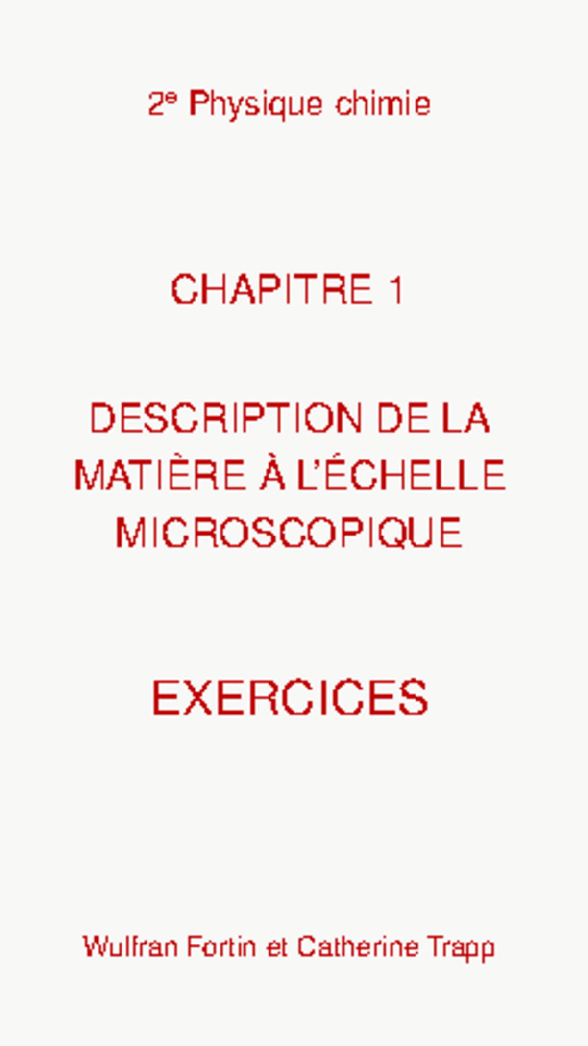 2e Physique Chimie - Chapitre 1: Description de la Matière et Exercices ...
