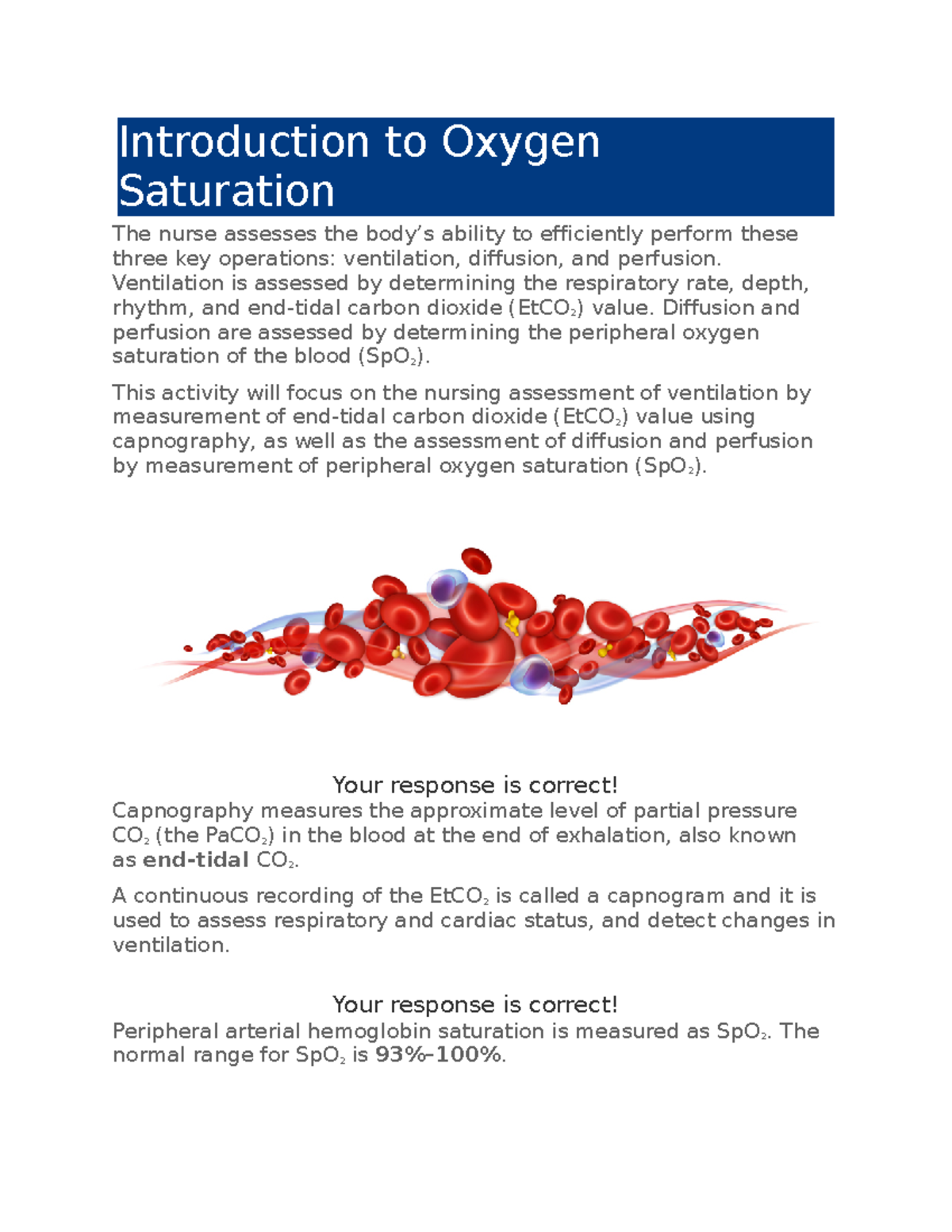 Introduction to Oxygen Saturation - Introduction to Oxygen Saturation ...