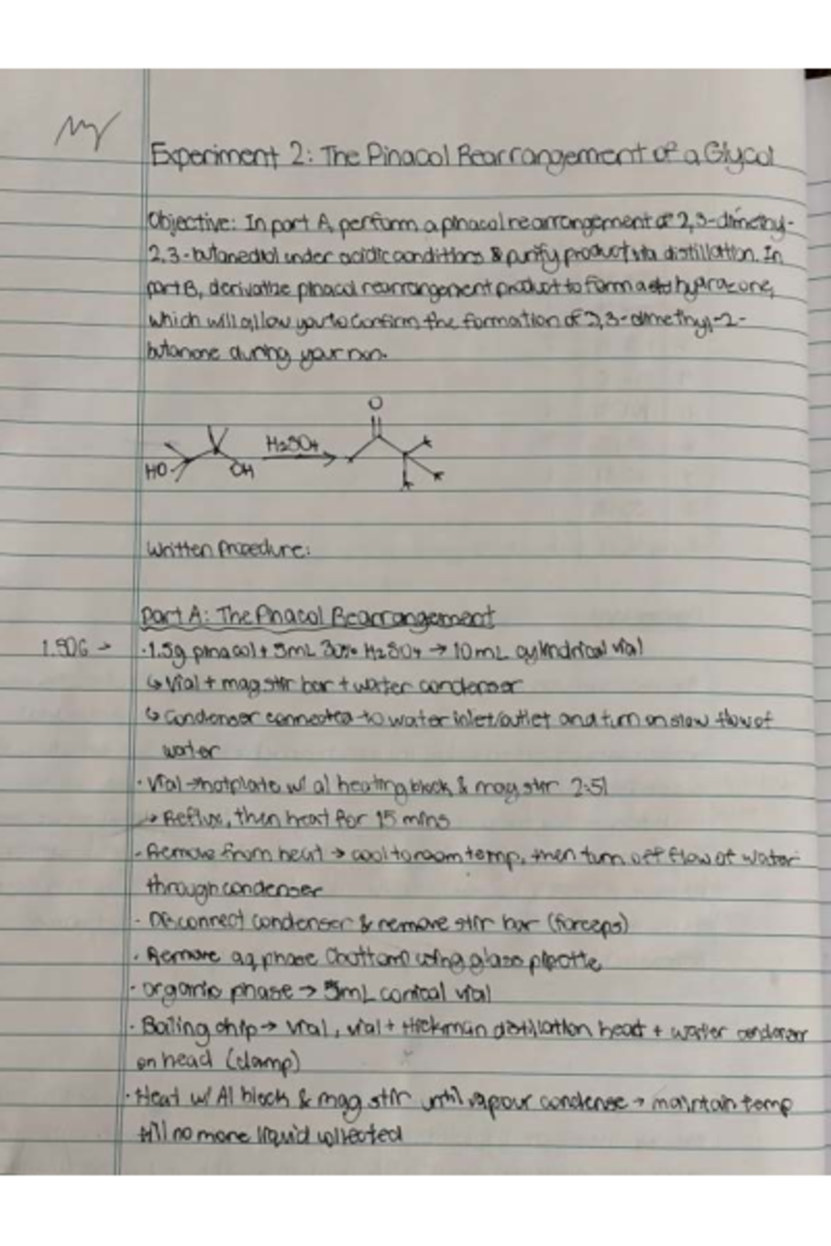Orgo B Exp 2 Report: Pinacol Rearrangement of Butanediol - Studocu