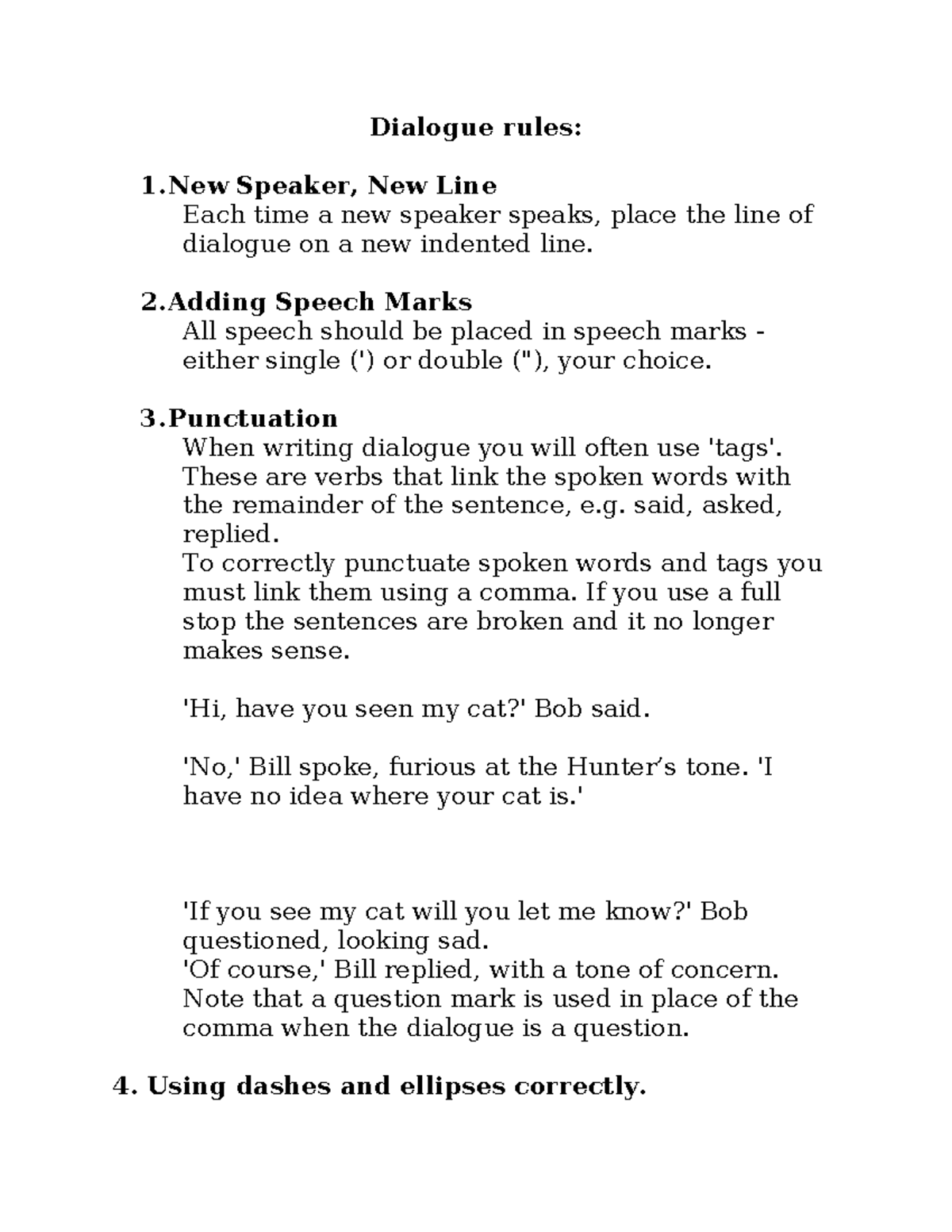 Dialogue Writing Rules and Techniques Guide - Studocu
