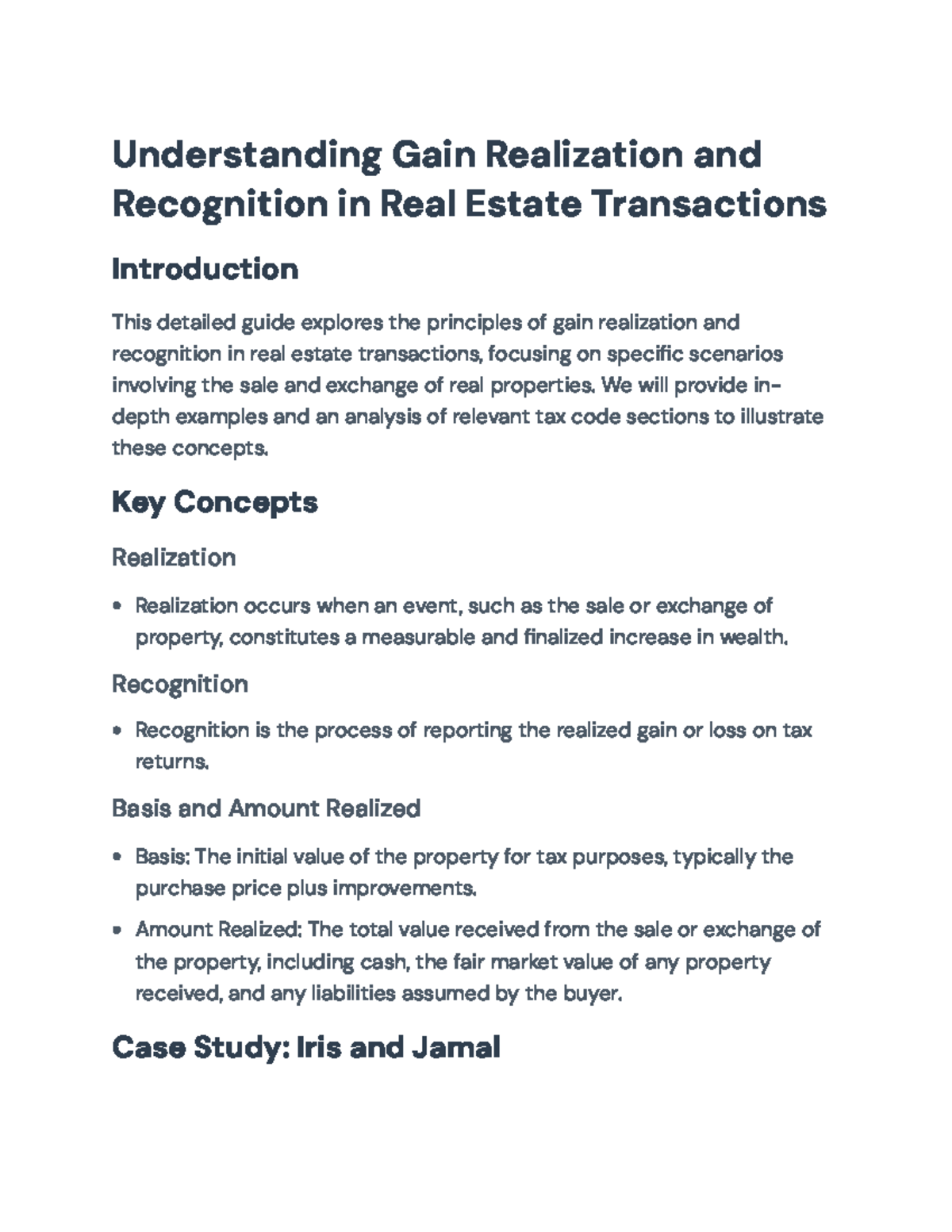 Understanding Gain Realization and Recognition in Real Estate ...