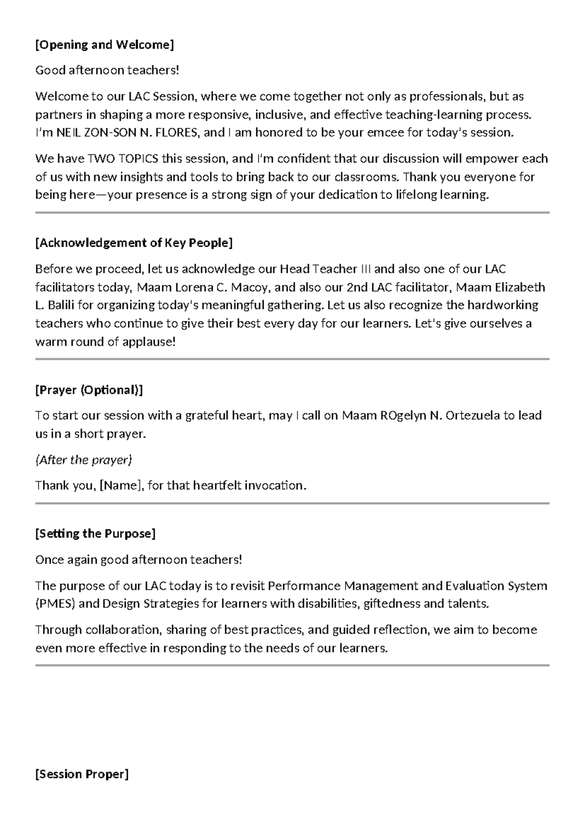 Emcee LAC Session Notes - July 25: PMES & Responsive Teaching - Studocu